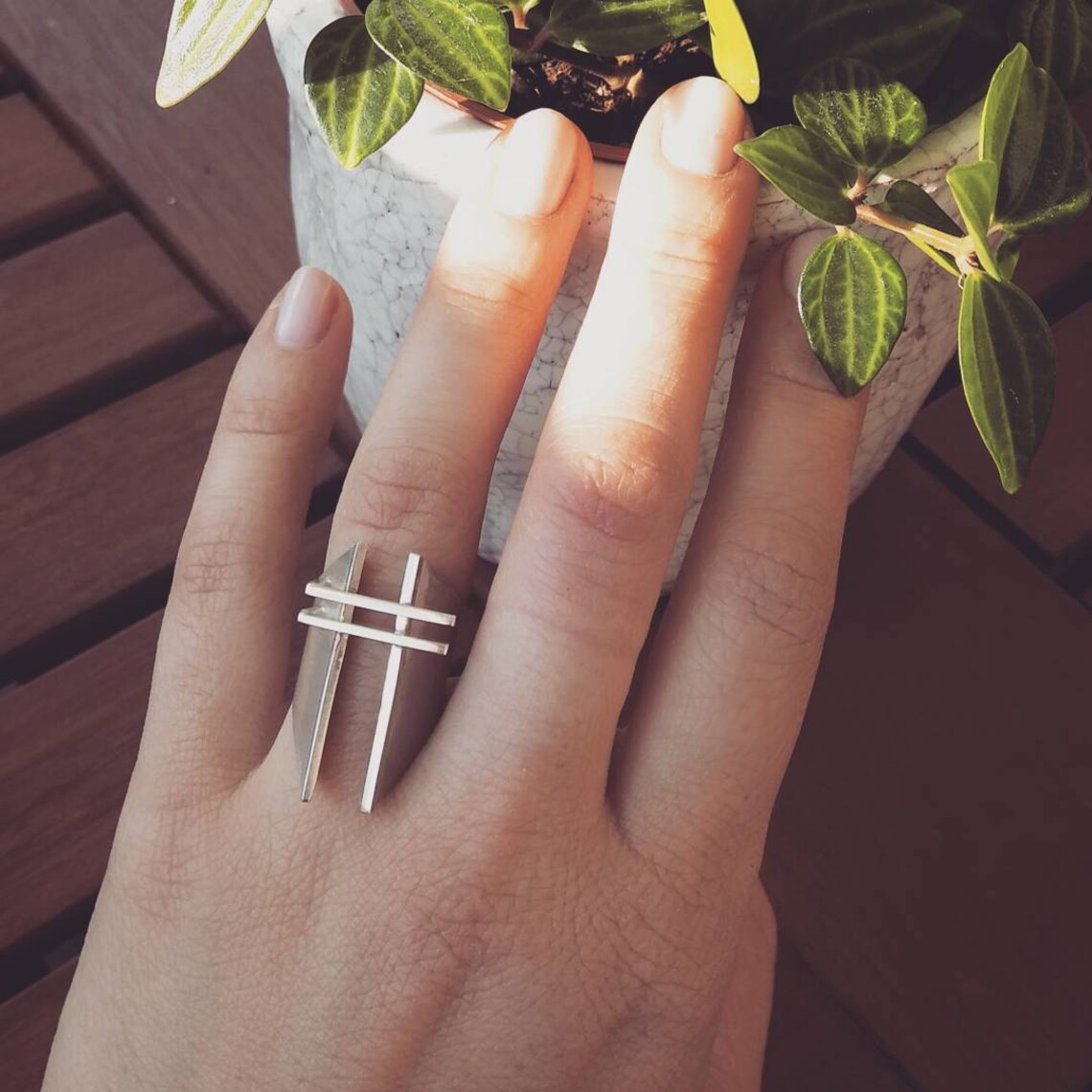 Geometric Silver Ring Bold Ring Contemporary Ring Warrior - Etsy