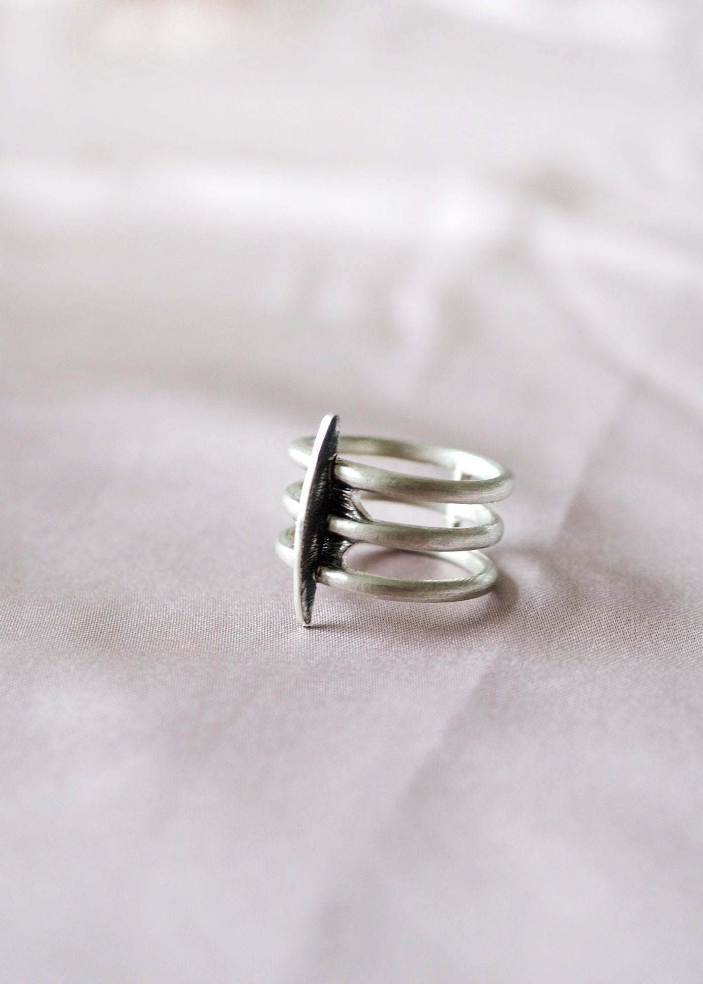 Statement Silver Ring Triplet Statement Ring Bold Geometric - Etsy