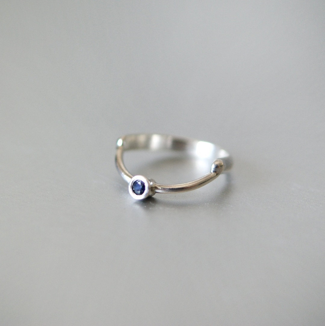 Minimalist Tiny Ring, Engagement Ring,sapphire Engagement Ring, Silver ...