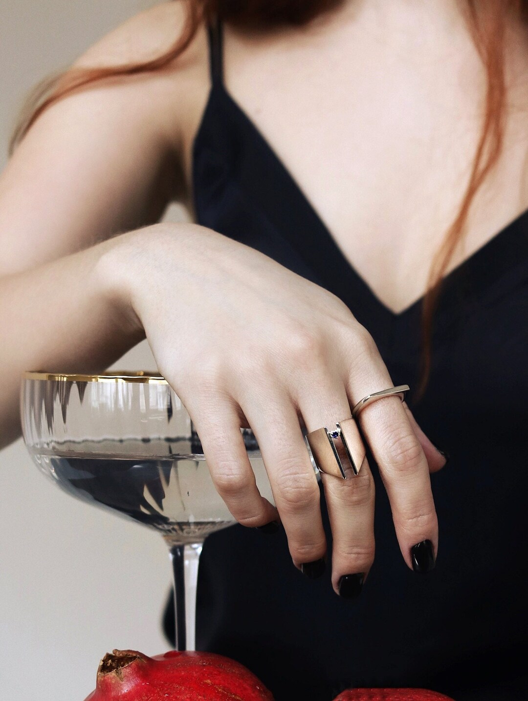 Adriana Ring, Open Ring With Sapphire, Contemporary Silver Ring ...