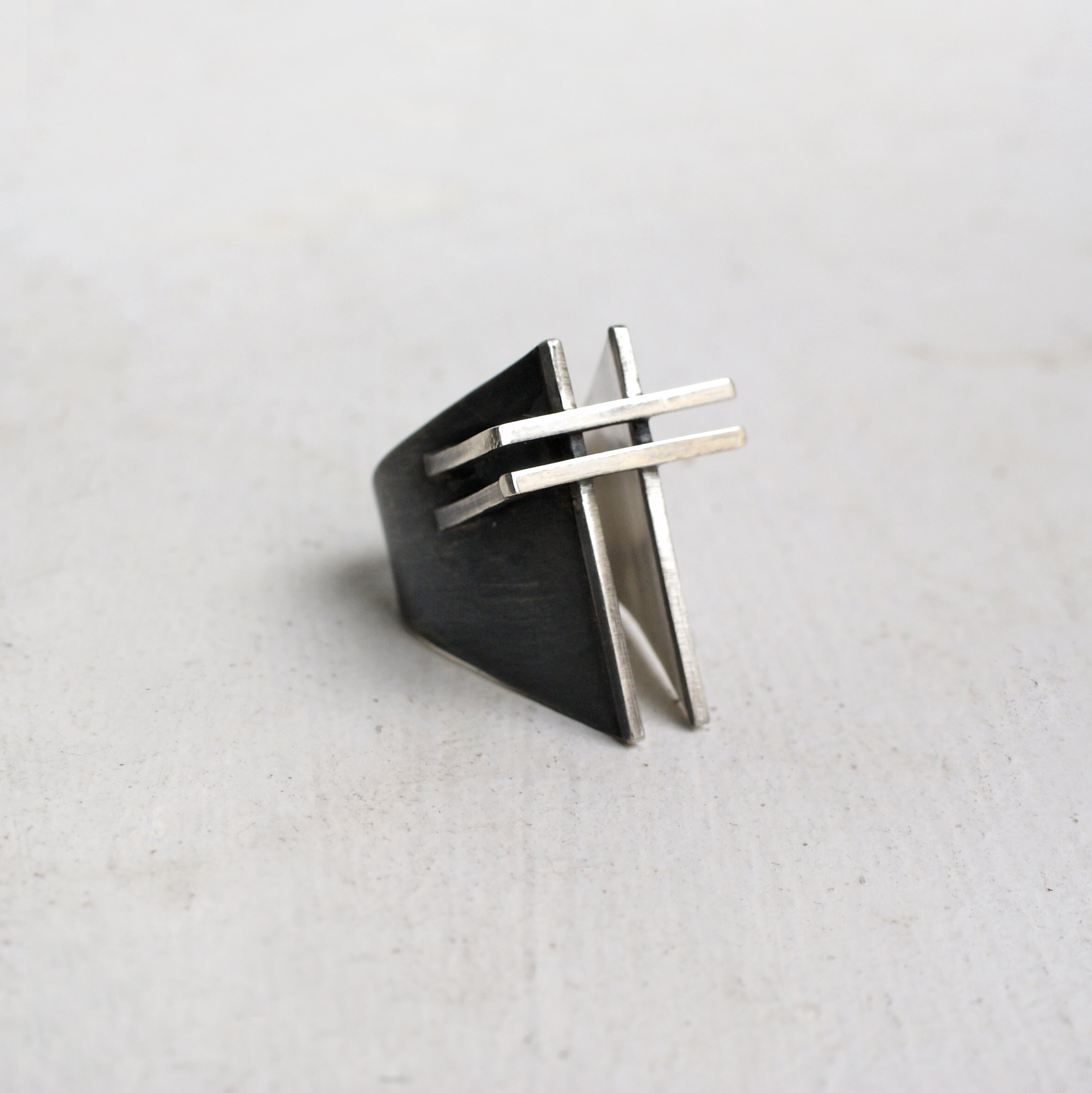 Geometric Silver Ring Bold Ring Contemporary Ring Warrior - Etsy