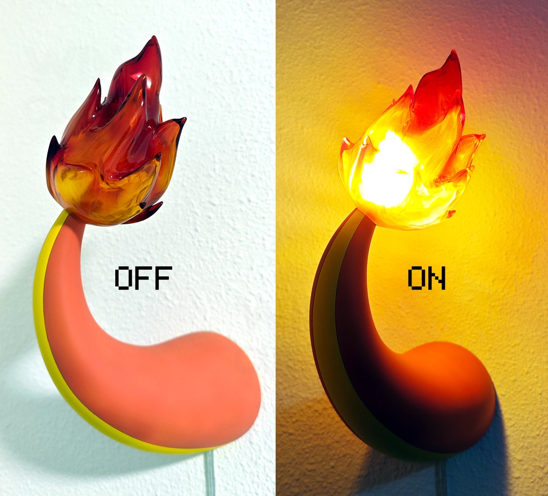CHARMANDER TAIL LAMP. Fire Wall Lamp, Light Sculpture Flame Light, Led ...