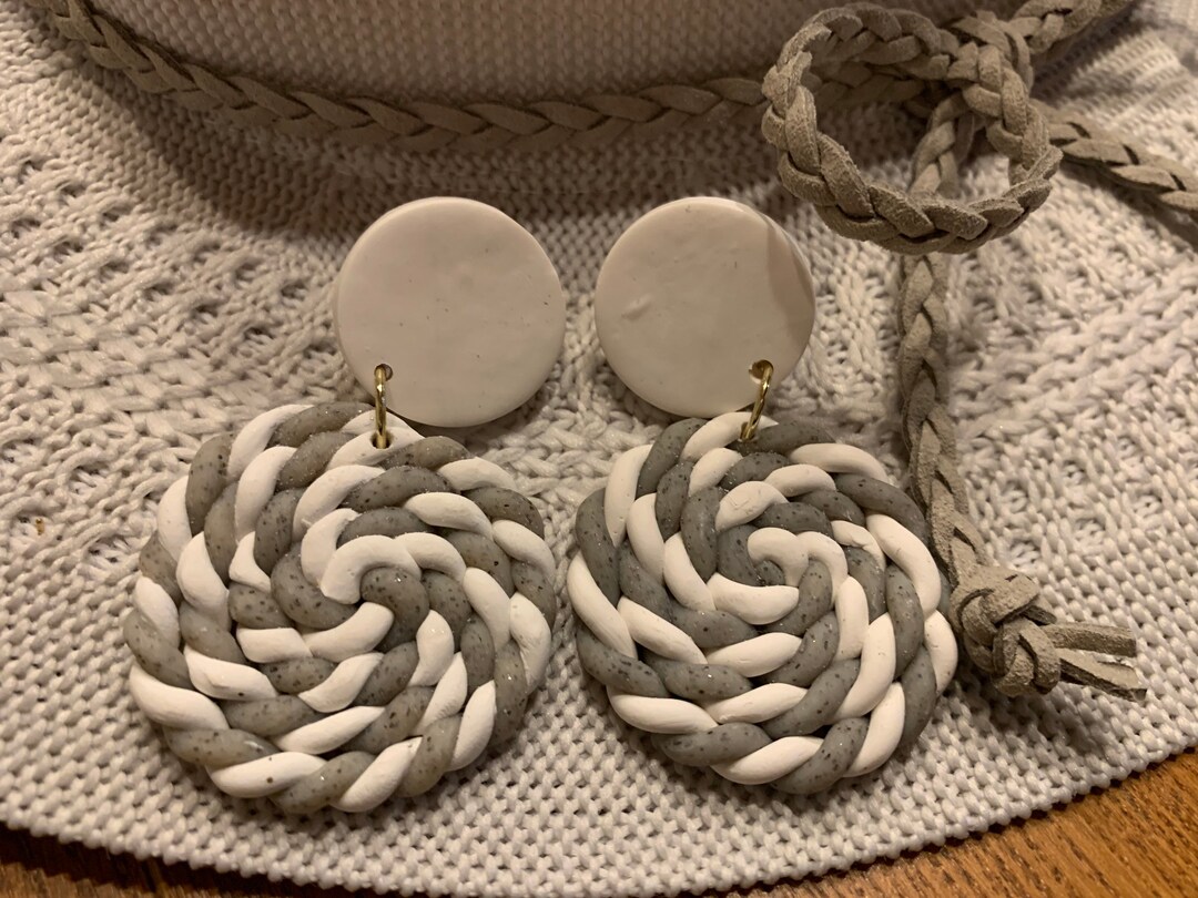 Everleigh - Granite Gray and White Polymer Clay Twisted Rope Texture ...