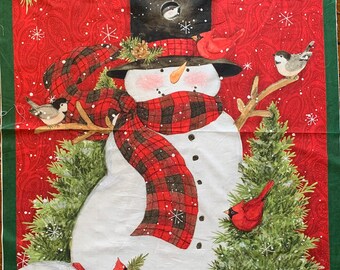 Snowman Fabric Panel | Etsy