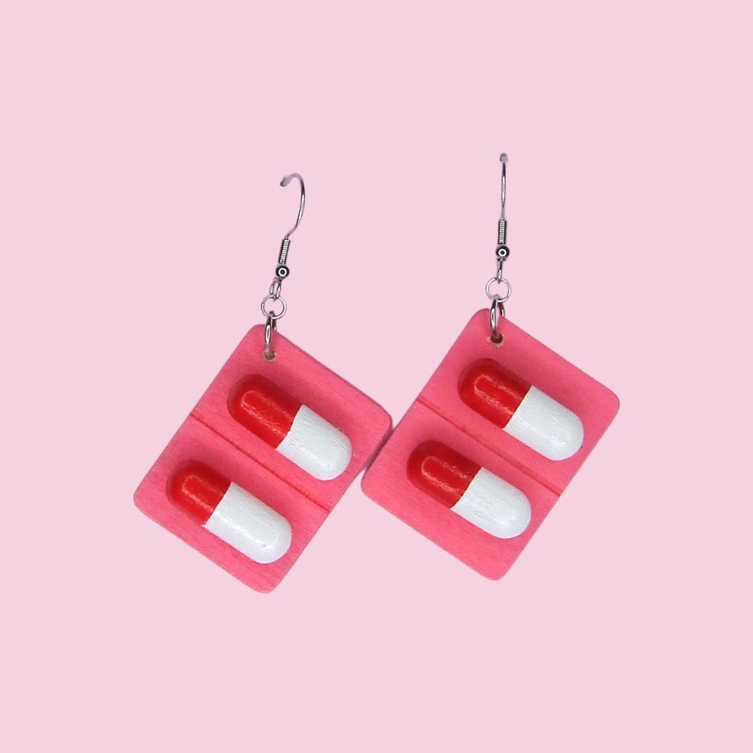 Medicine Pill Tablet Dangle Earrings - Etsy