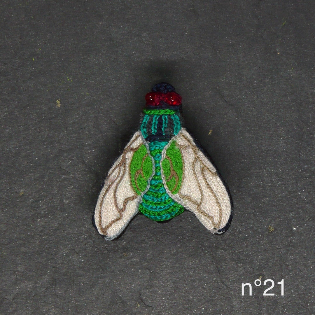 Hand Embroidered Fly Brooch - Etsy