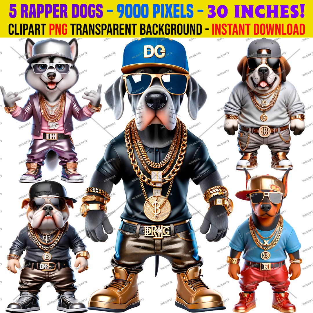 5 DOGS RAP Stars Clipart Collection 9000 Px 300 Dpi PNG - Etsy