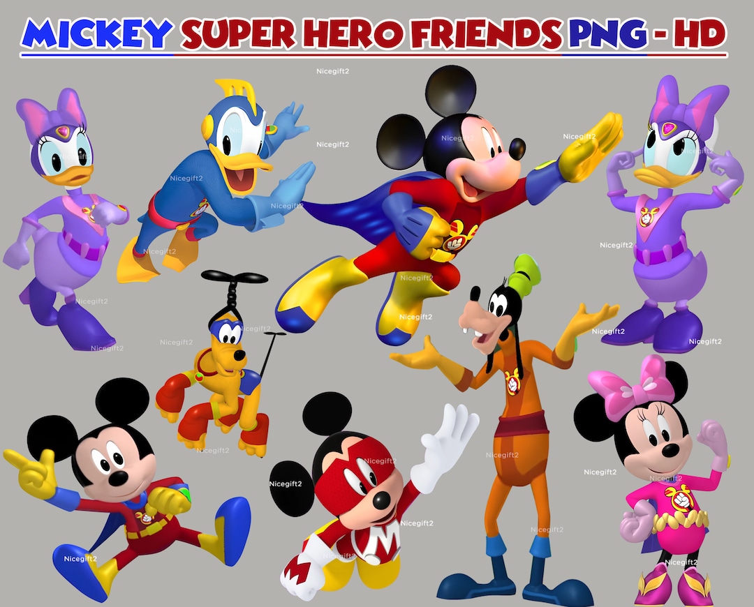 Mickey Mouse and Friends Super Heroes Clipart PNG Format - Etsy