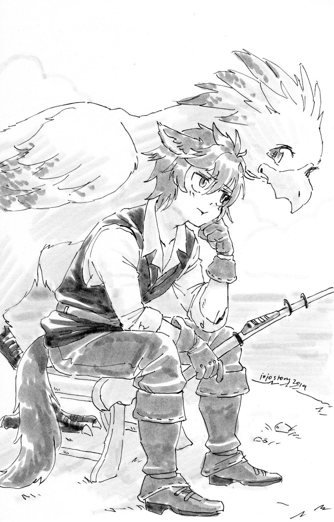 Bait: Original Ink Drawing | Ffxiv Fanart, Final Fantasy 14, Chocobo ...