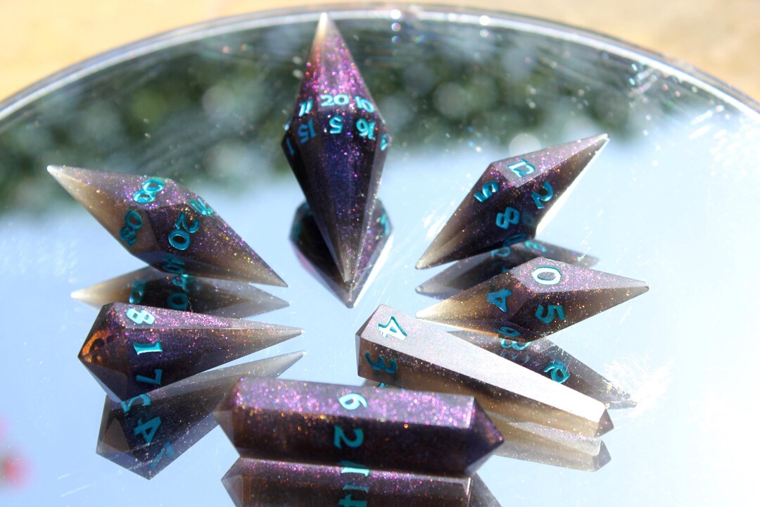 Nebula Nightfall Crystal Dice Set: Handmade Iridescent Galaxy Relics - Etsy
