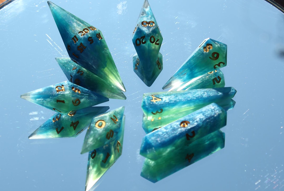 Pearly Blue & Green Crystal Dnd Dice - Earth Crystals 02 - Etsy
