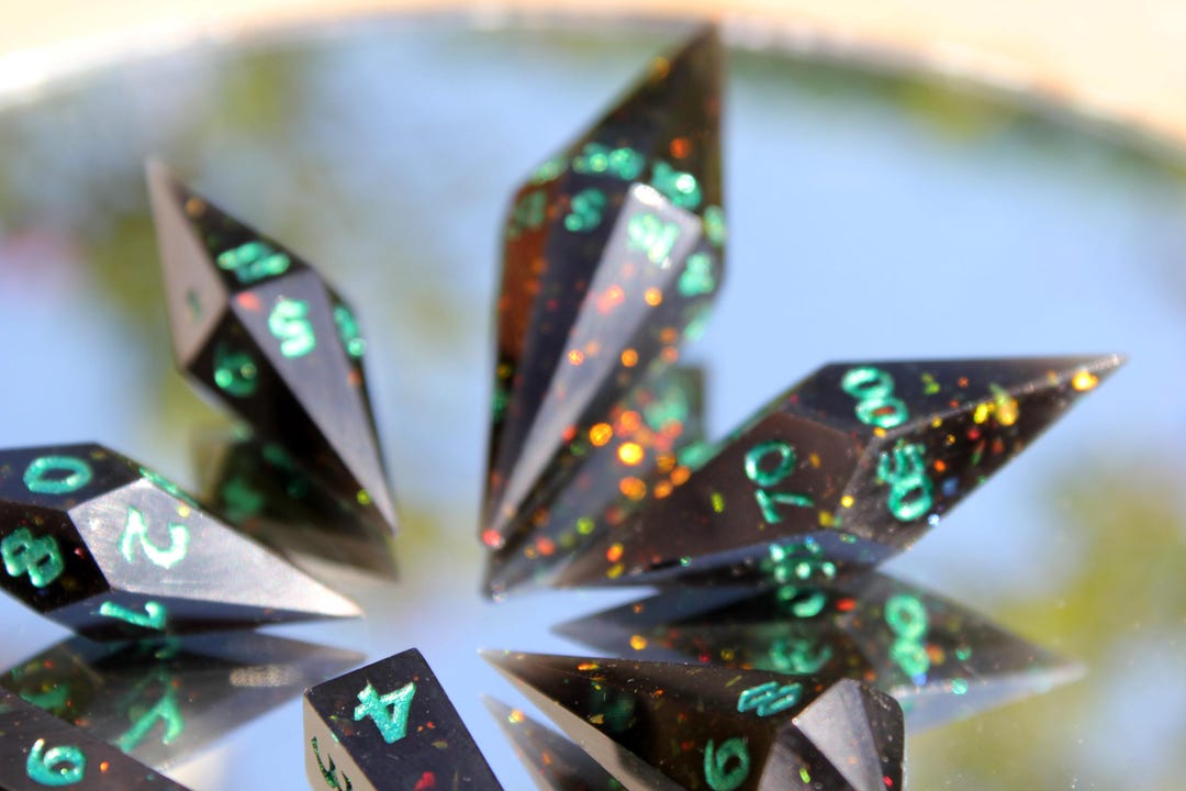 Black Opalescent Crystal Dnd Rpg Dice. Mystery 06 - Etsy