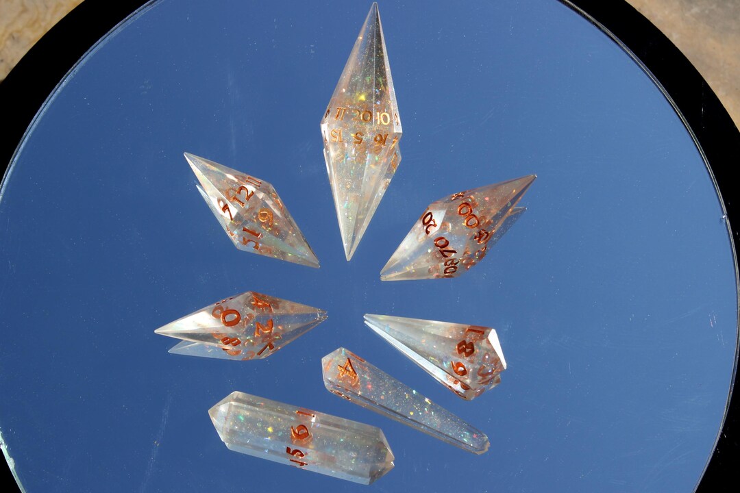 Fey Dice Translucent & Sparkly Crystal Dnd Dice. Handmade. Gizmos 01 - Etsy