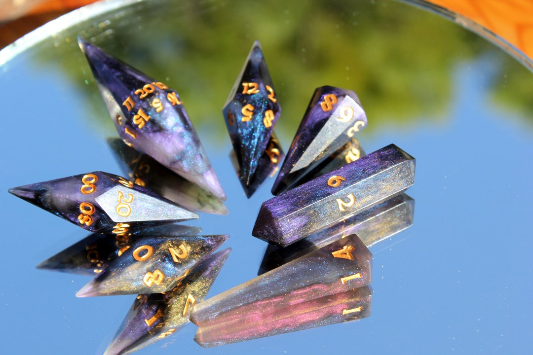 Black Opal Shard Crystal Dnd Dice. Handmade Iridescent Multi-color ...