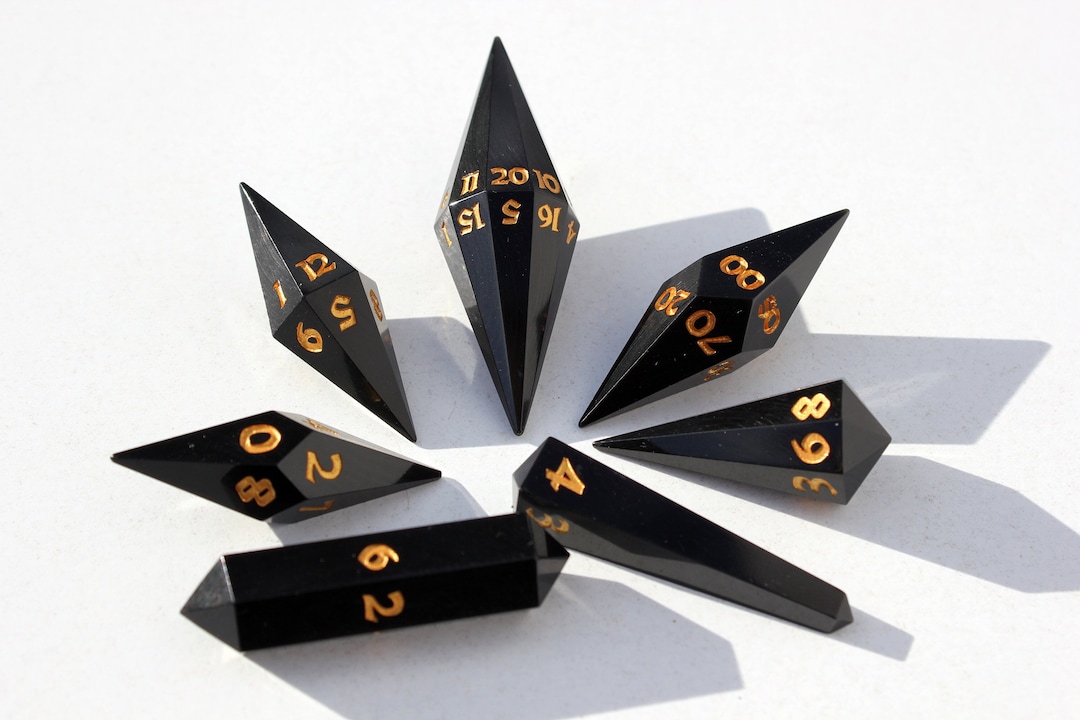 Ethereal Enigma Black Shards Crystal Dnd Dice Set - Unique Handmade ...