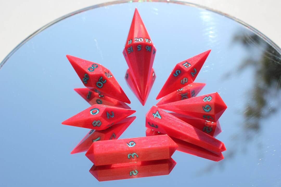 Blood Elf Inspired Iridescent Red Crystal Dice Set for D&D, Exotic ...