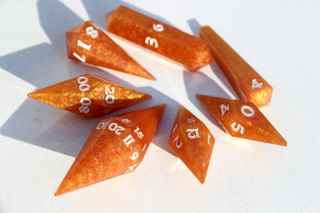 Orange Crystal Dnd Exotic Dice Enchanted Honey - - Etsy