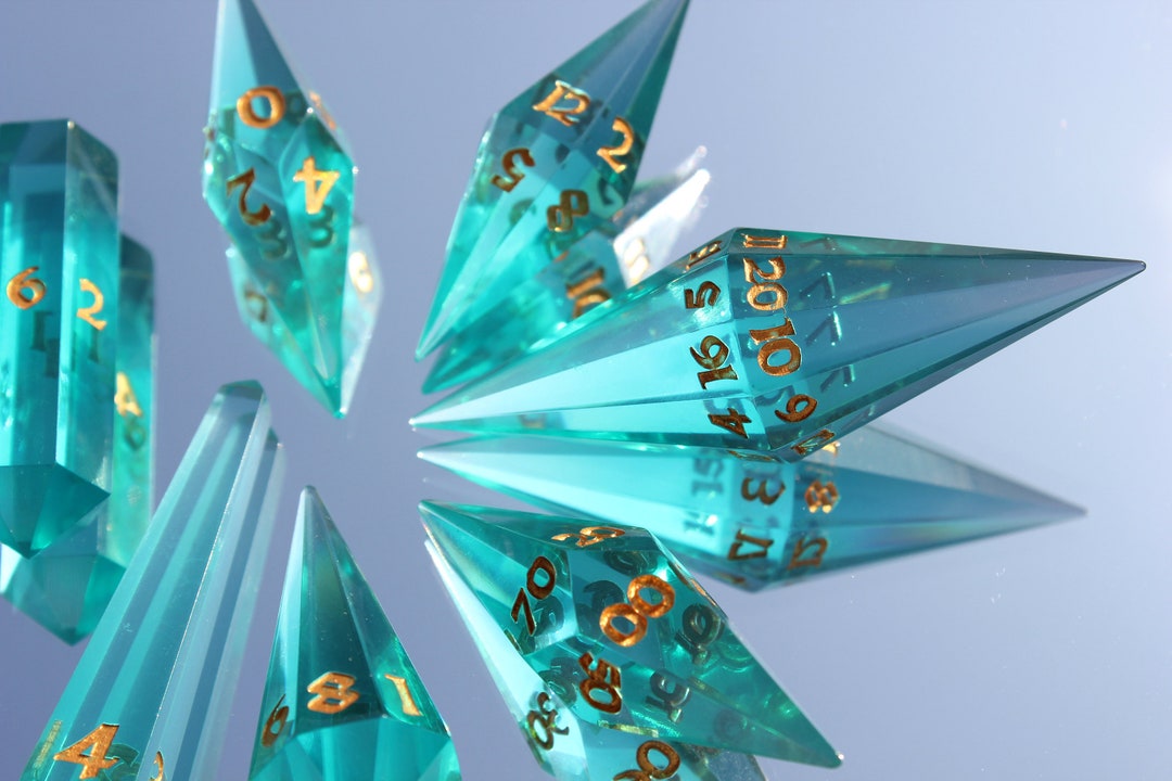 Aqua Emerald Dnd Dice, Green Transparent Crystal Dnd Dice Aqua Emerald ...