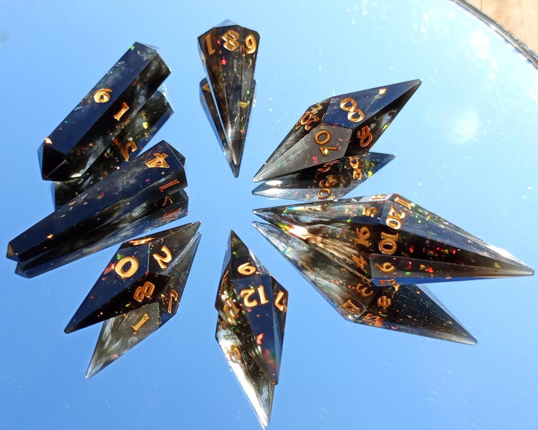 Handmade Obsidian Crystal Dice Set – Black & Red TTRPG Relic - Etsy