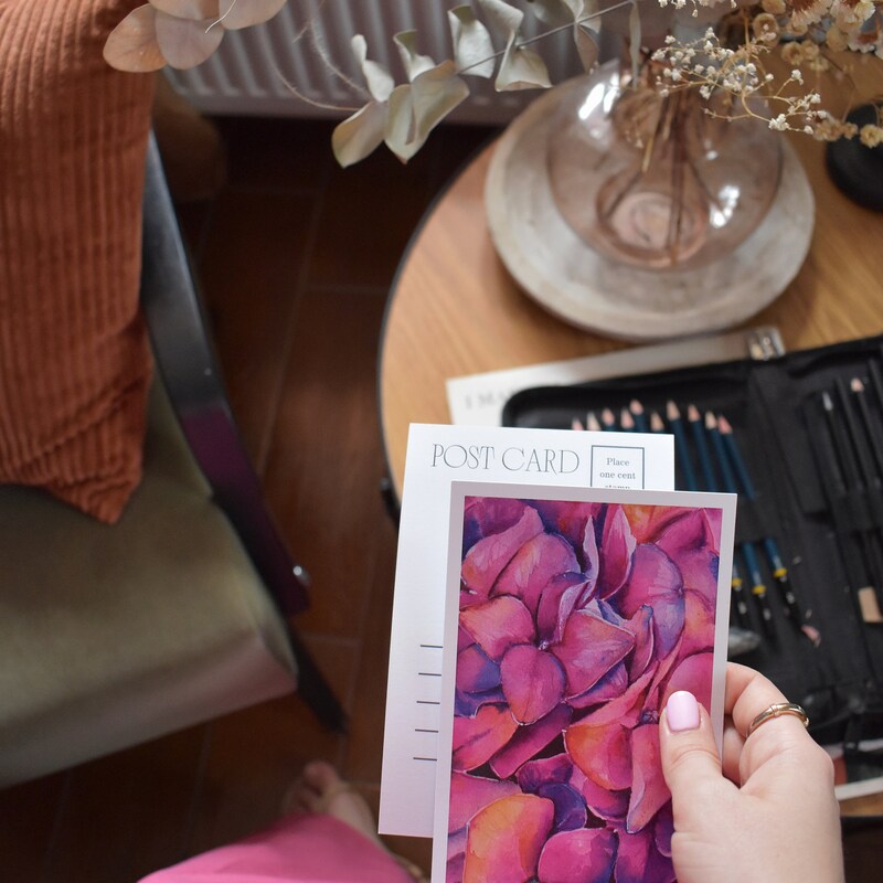 Hydrangea Postcard - Etsy