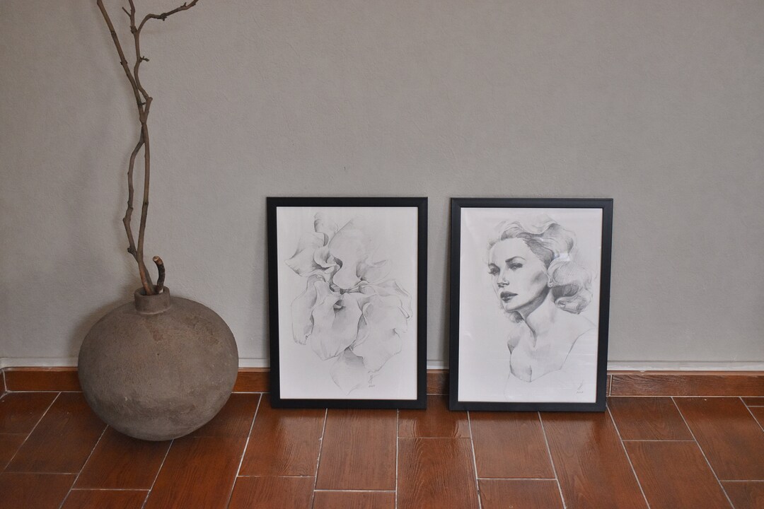 Set of Two Original Graphic Drawings - Etsy