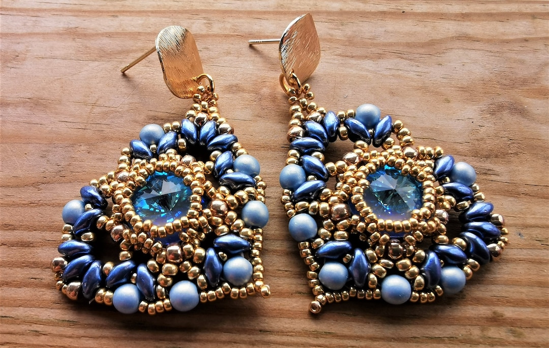 Heart Earrings, Pattern, Beading Tutorial, Heart Earrings, Beading ...