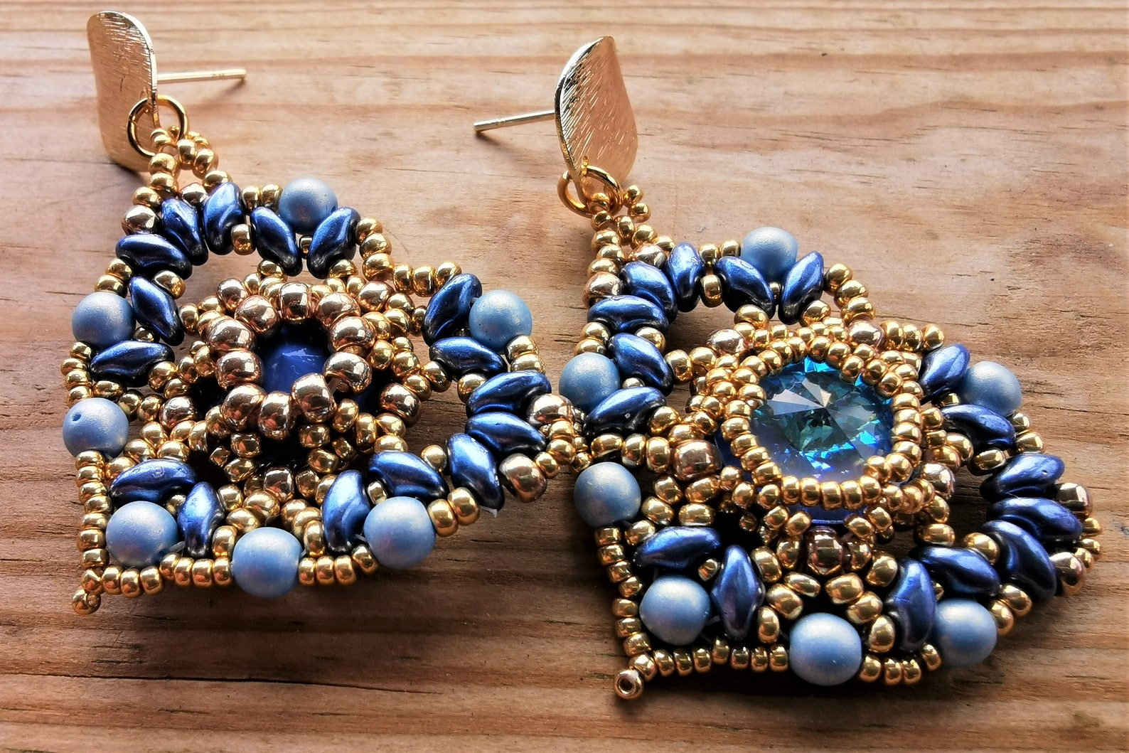 Heart Earrings, Pattern, Beading Tutorial, Heart Earrings, Beading ...