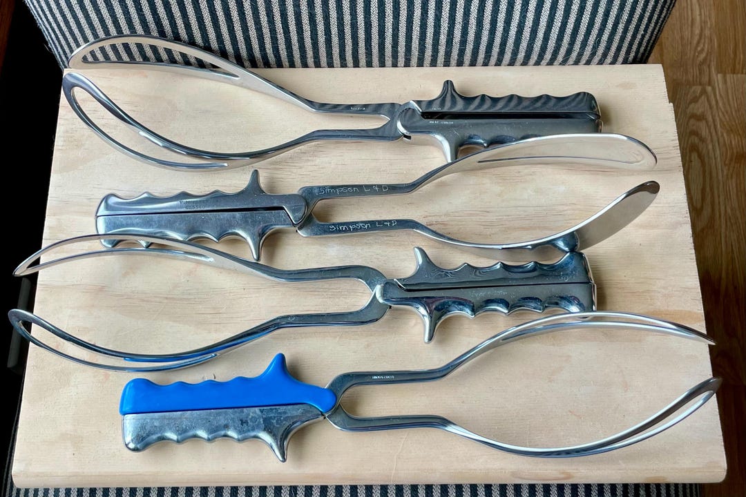 German Stainless Simpson or Simpson Luikart Obstetrical Forceps Vintage ...