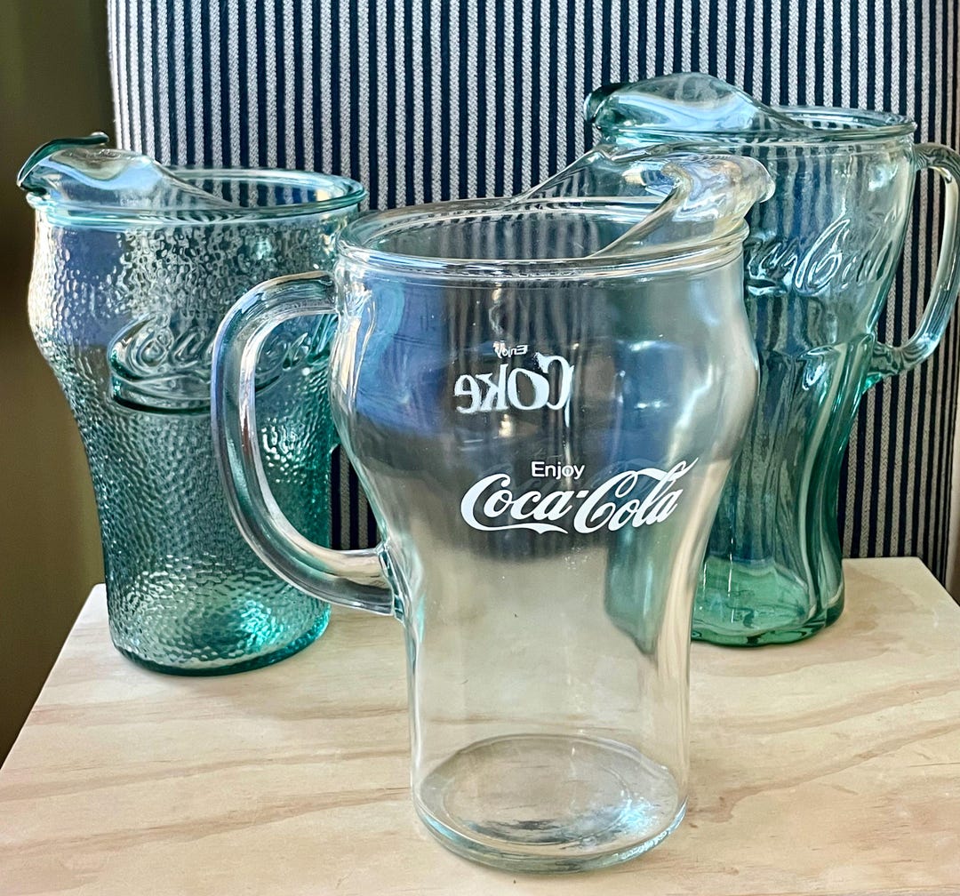 Vintage Coca Cola Pitcher: Green Pebble Glass, 64 Oz Ice Spout - Etsy