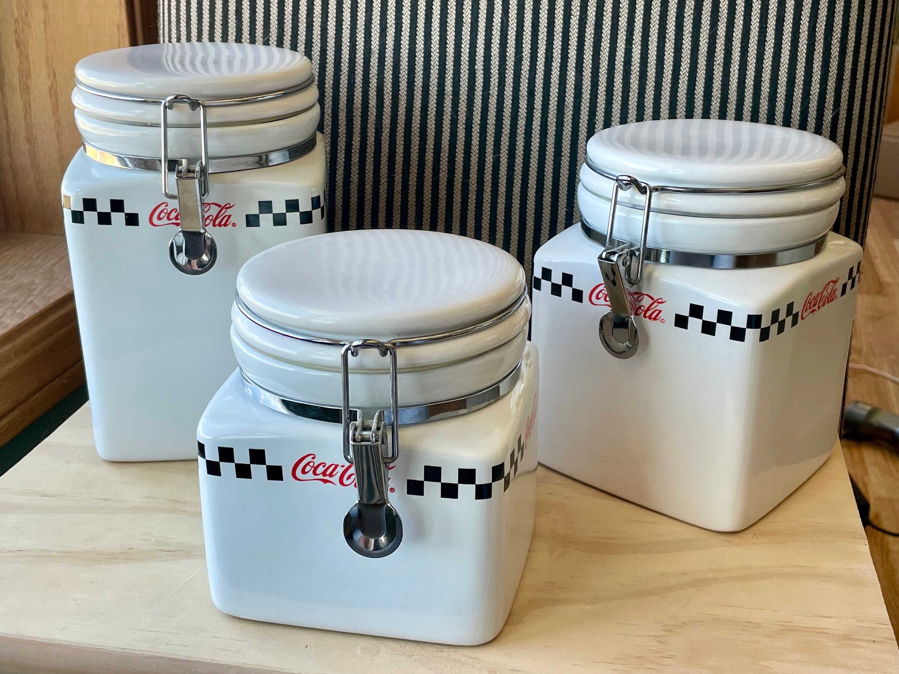 Vintage Coca Cola Checkered Gibson Canister Set, Pitcher, and Bowls - Etsy