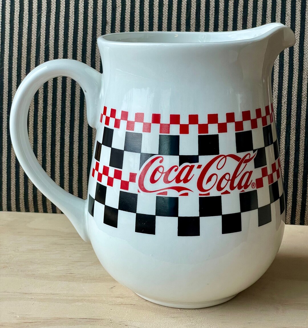 Coca Cola Checkered Diner Pattern by Gibson Water/drink Pitcher Vintage ...
