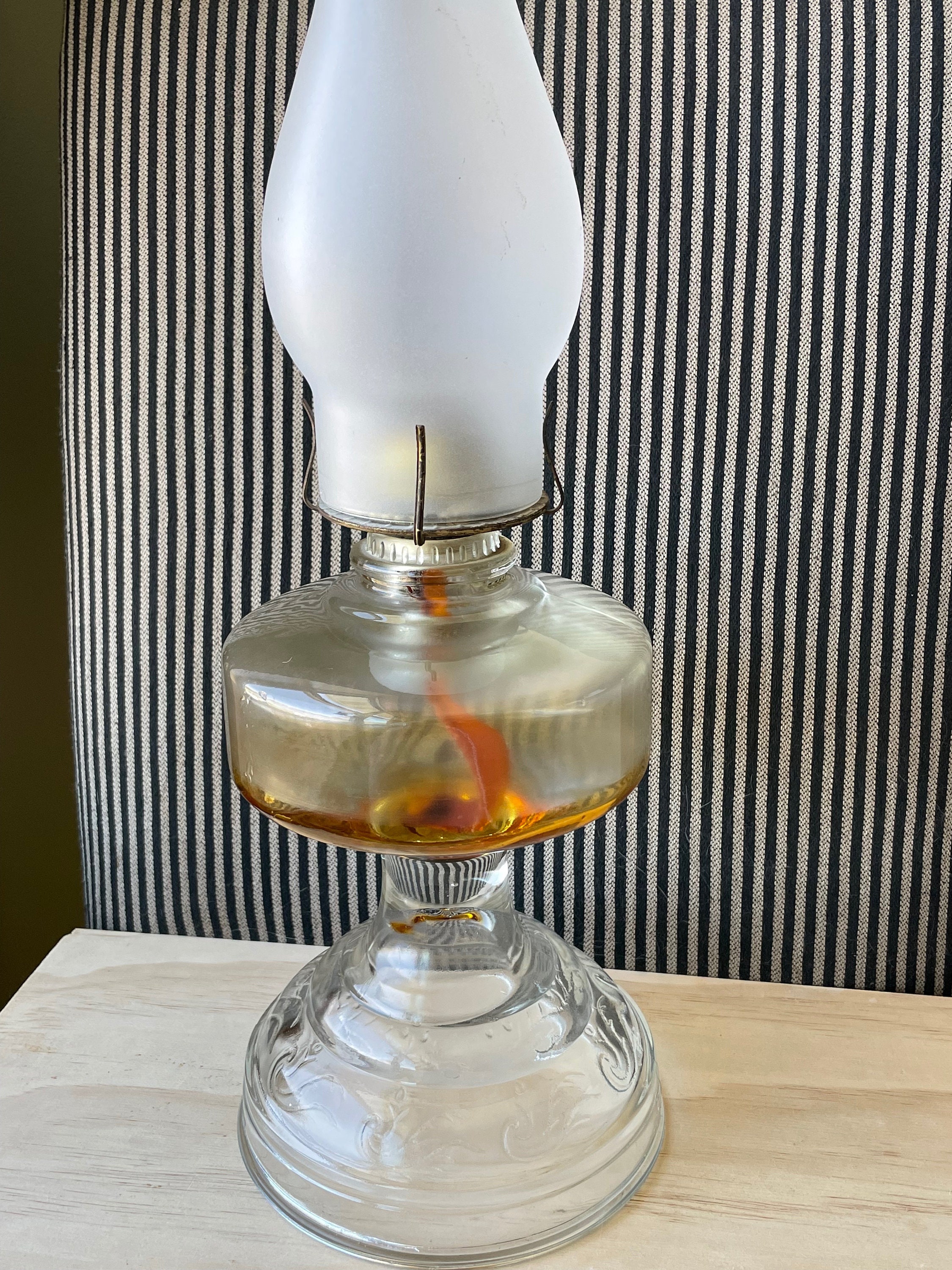 Antique Extra Large Clear Glass Oil Lamp - Etsy