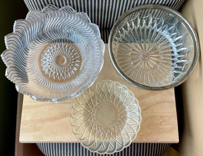 Vintage Glass Bowls: Leonard Silver Rim Crystal, Indiana Pretzel ...