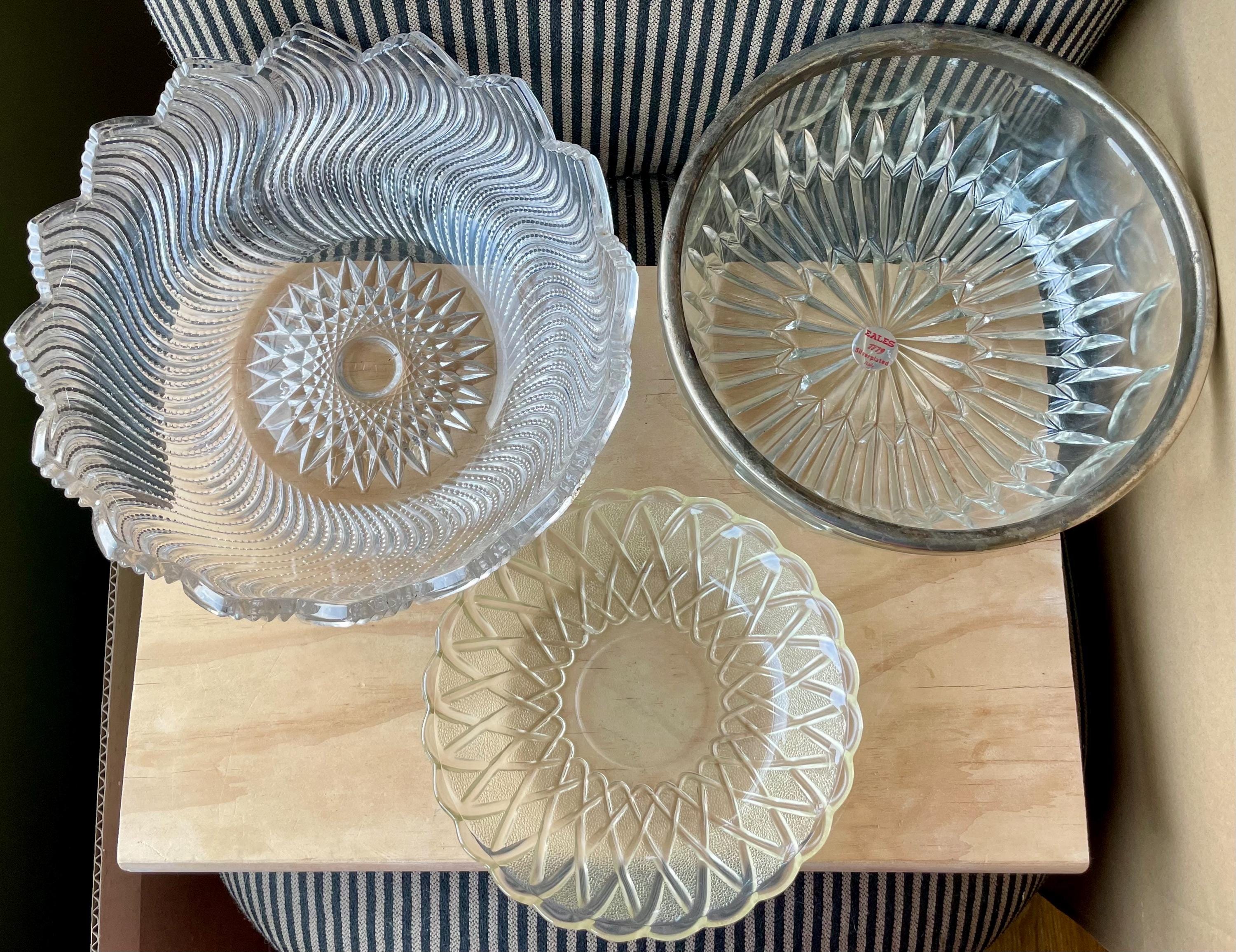 Vintage Glass Bowls: Leonard Silver Rim Crystal, Indiana Pretzel ...