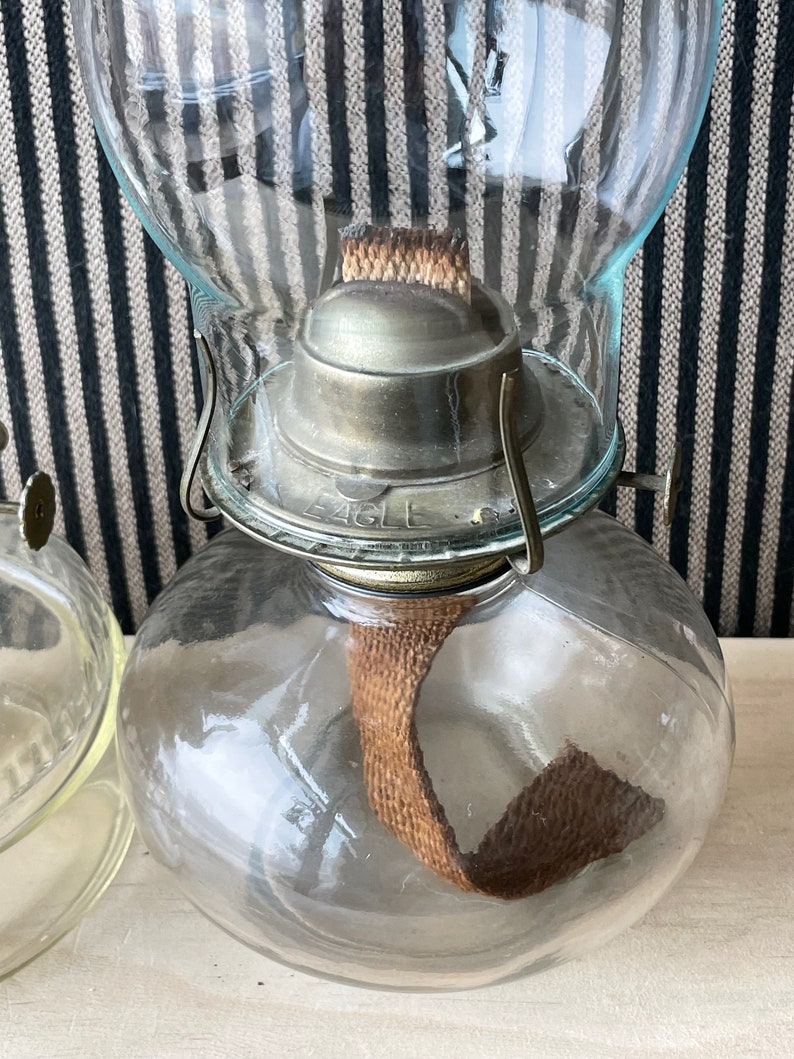 Antique Large Clear Glass Oil Lamps - Etsy