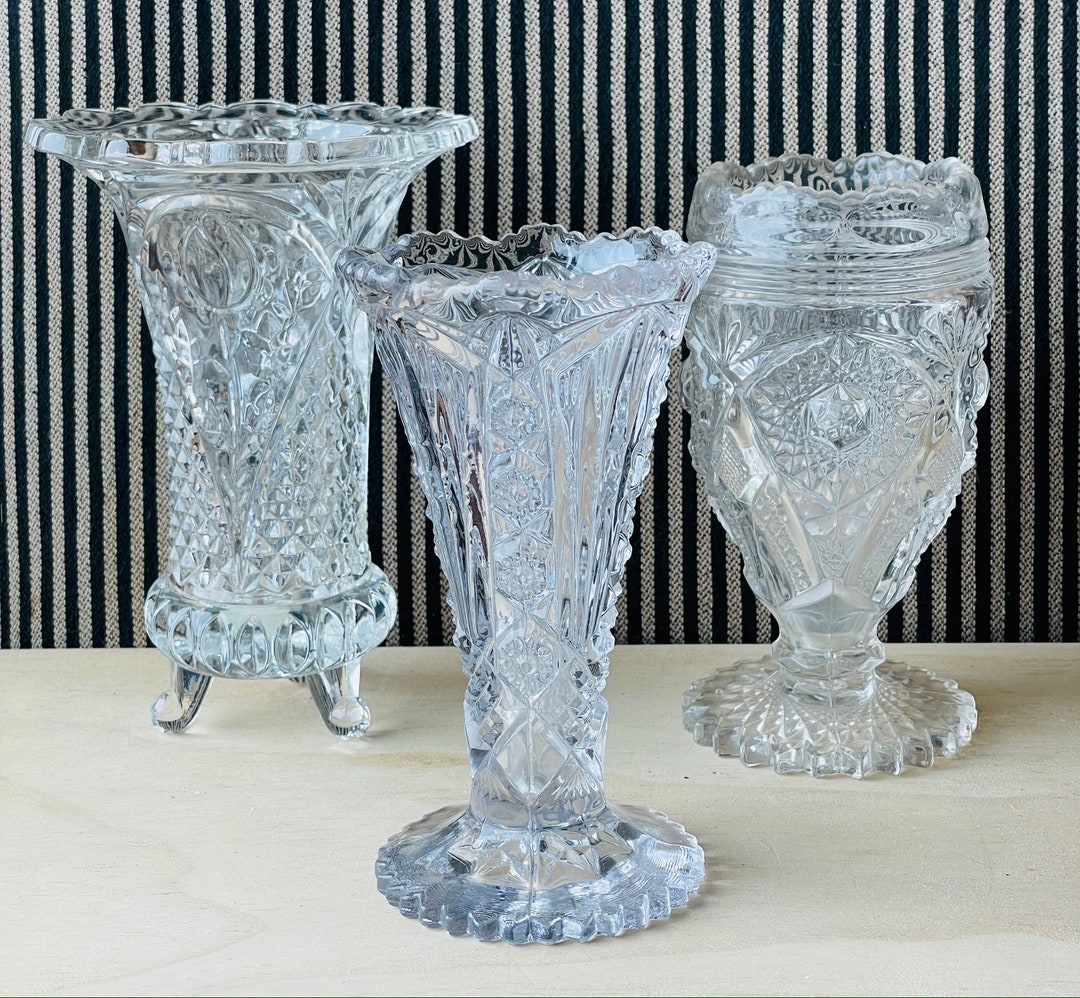 Vintage Glass Vases: Imperial Glass NUCUT Depression Glass and 24% Lead ...