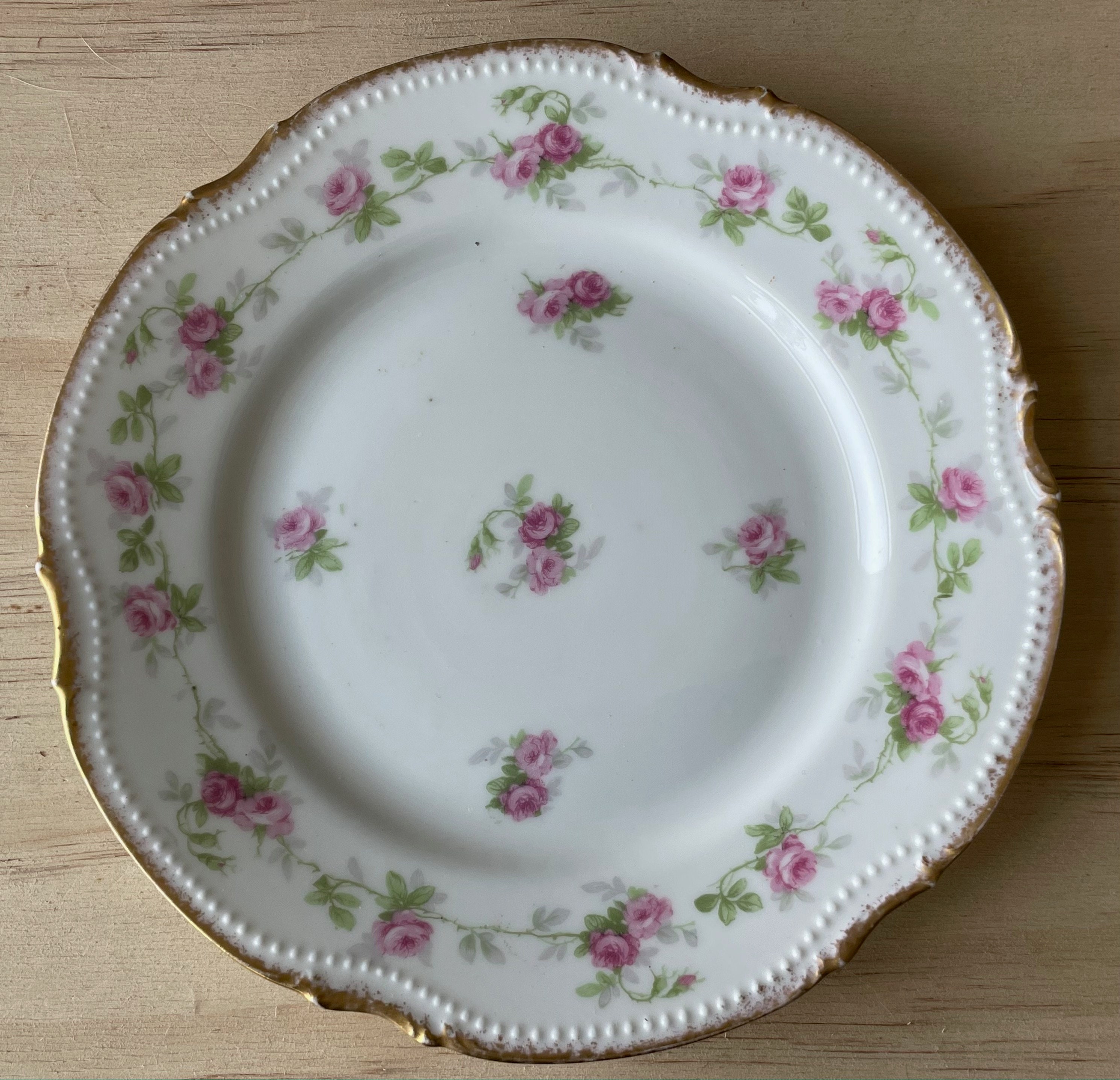 Antique BM De M Limoges, France CORONET, Salad Plates, Pink Floral ...