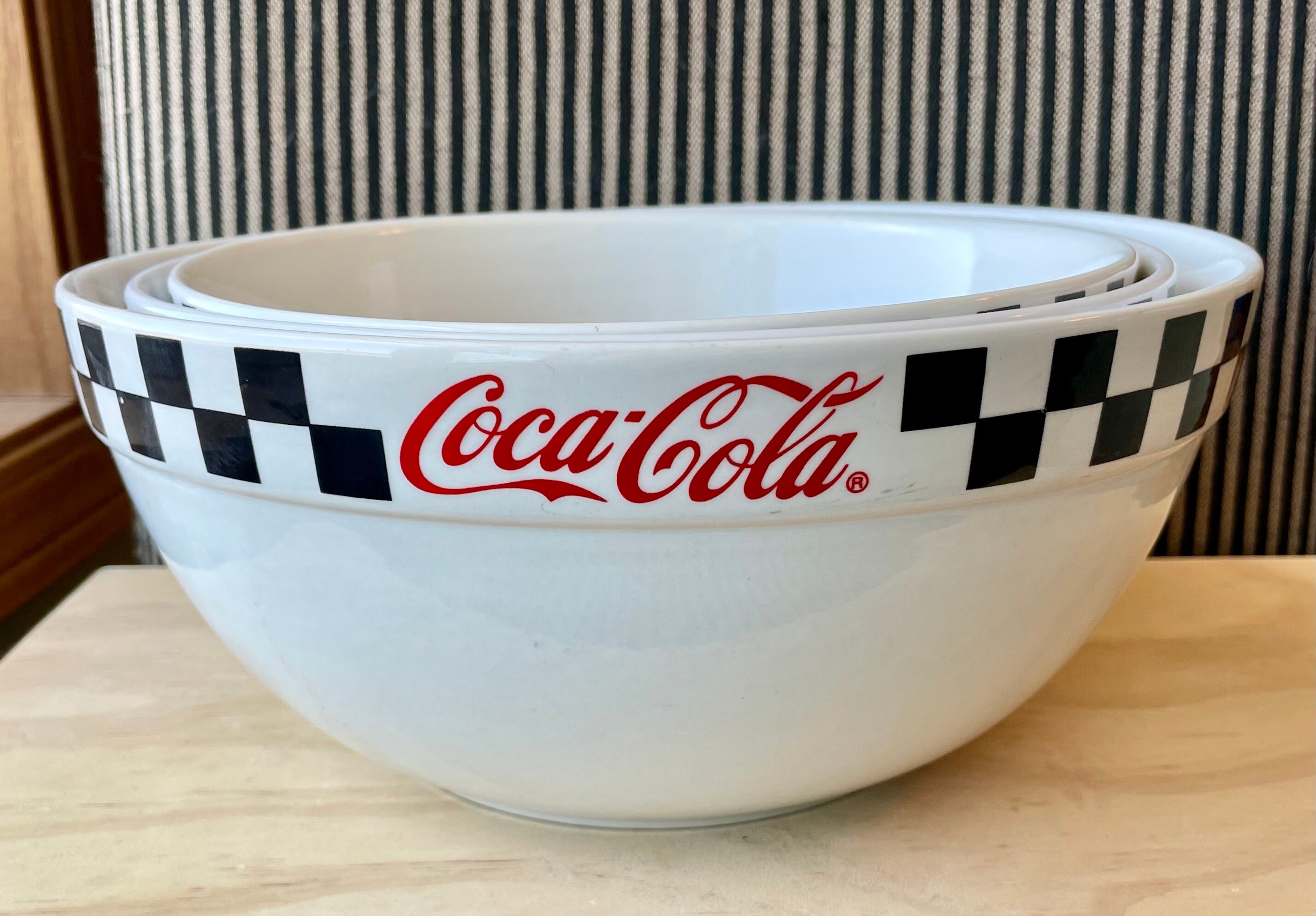 Coca Cola Checkered Diner Pattern by Gibson 3 Piece Nesting/mixing ...