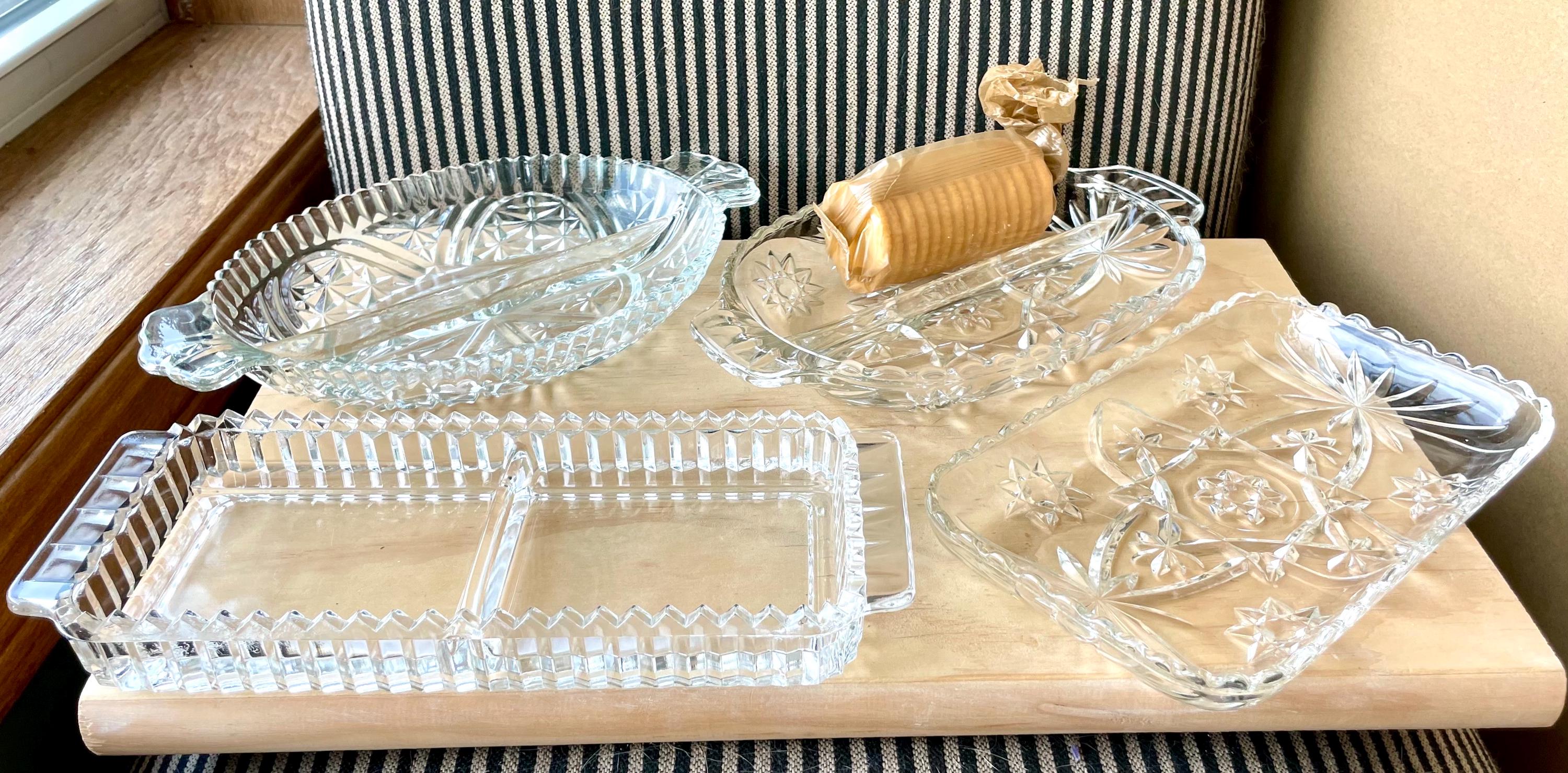 Vintage Glass Relish Tray: Star of David, Sawtooth, Early American ...