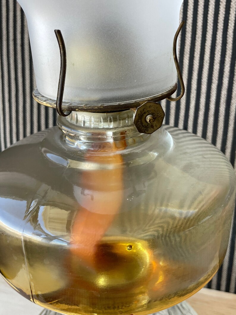 Antique Extra Large Clear Glass Oil Lamp - Etsy