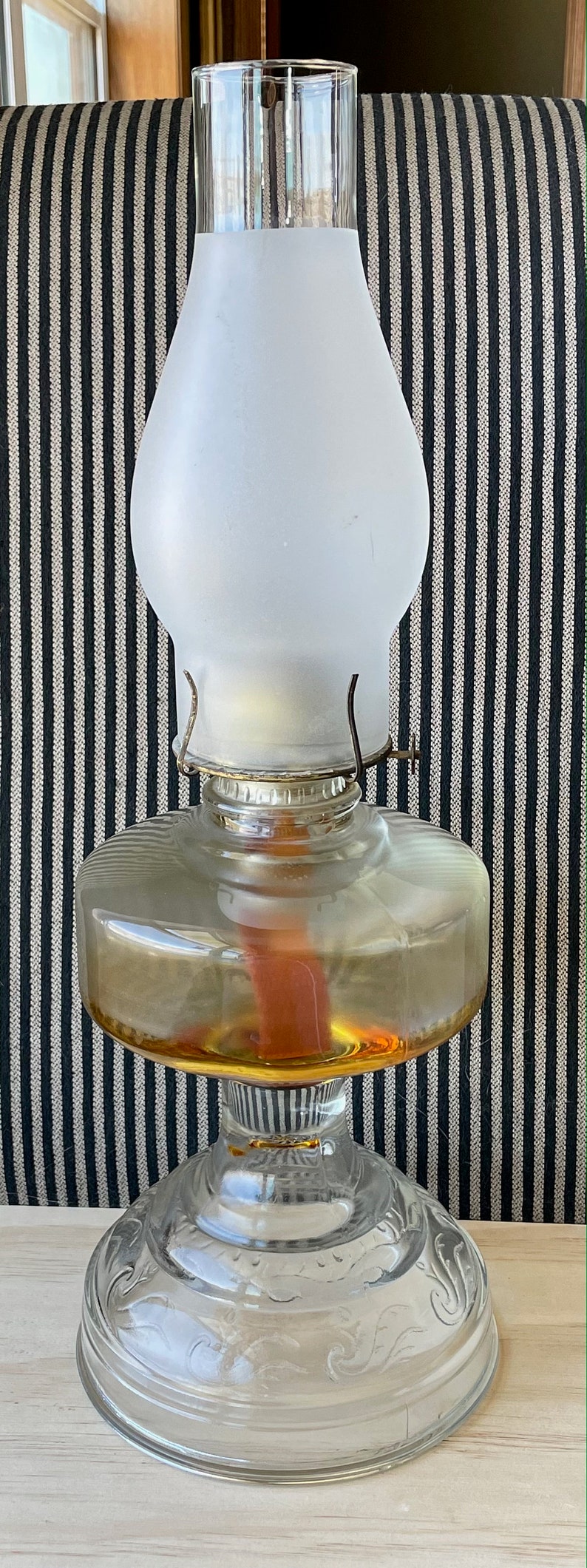 Antique Extra Large Clear Glass Oil Lamp - Etsy