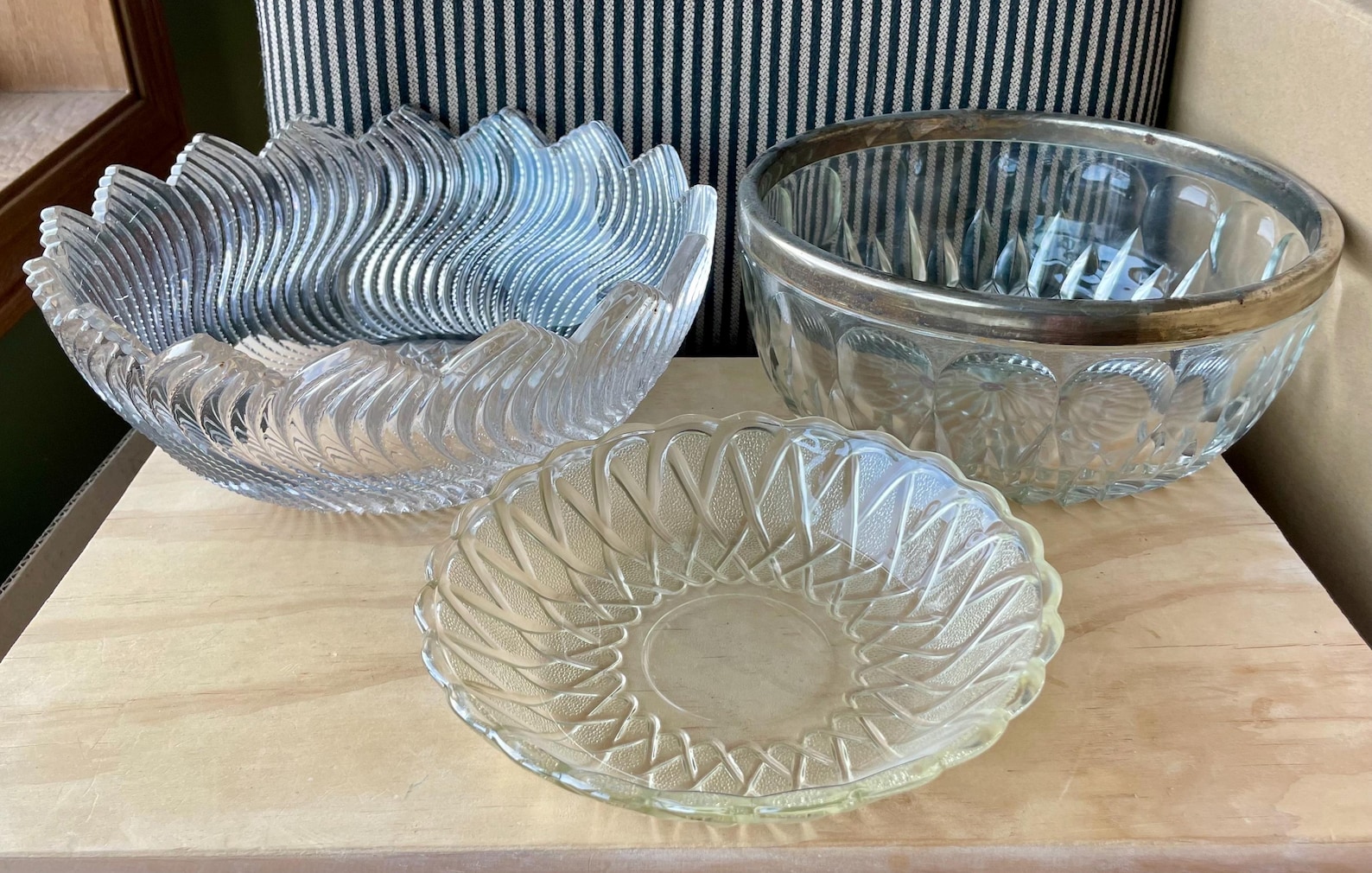 Vintage Glass Bowls: Leonard Silver Rim Crystal, Indiana Pretzel ...