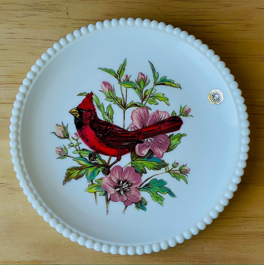Vintage 1950s Westmoreland Cardinal Milk Glass Plate - Etsy