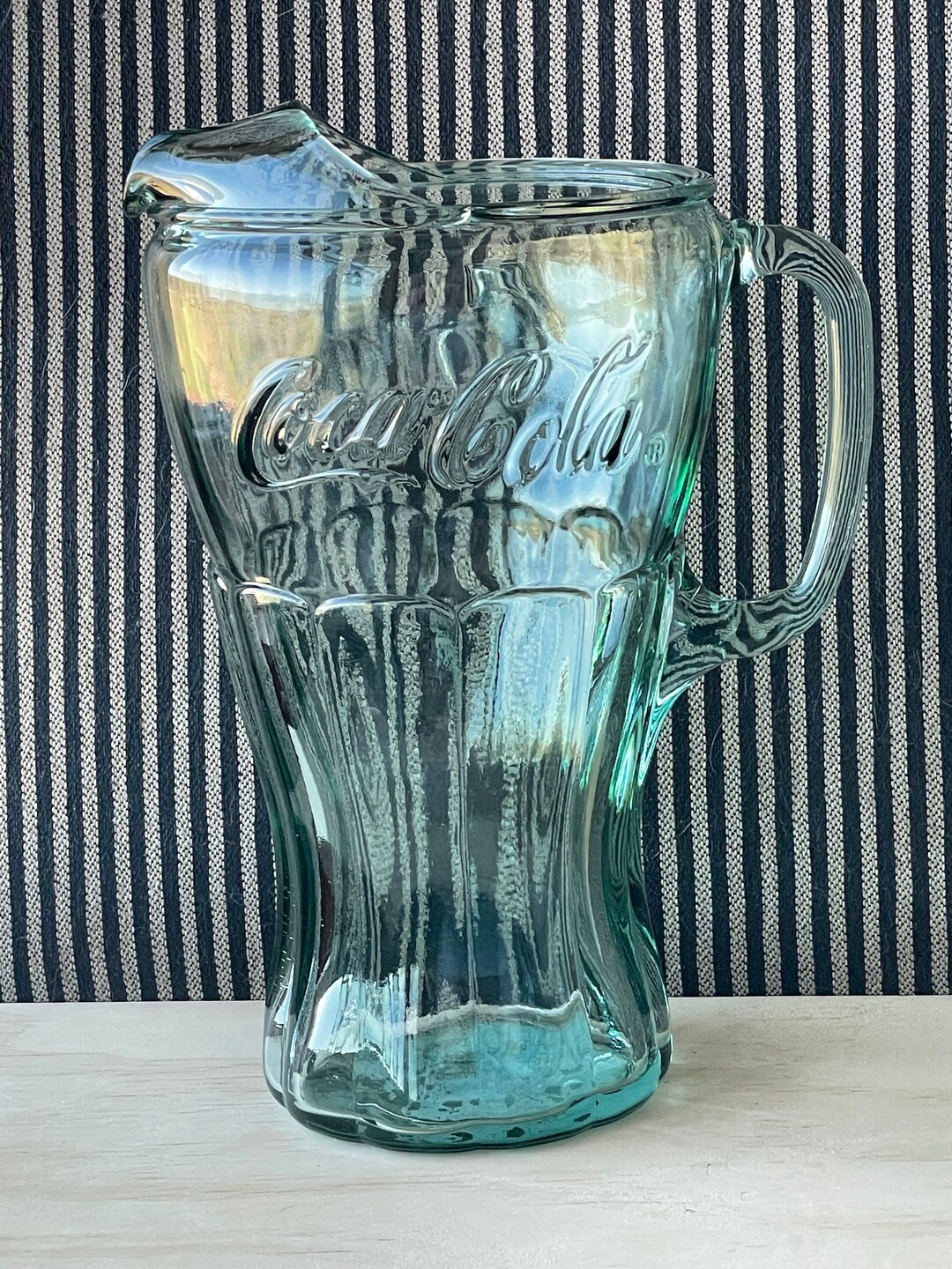 Coca Cola Brand Georgia Green Glass 64 Oz. Pitcher With Ice Spout ...