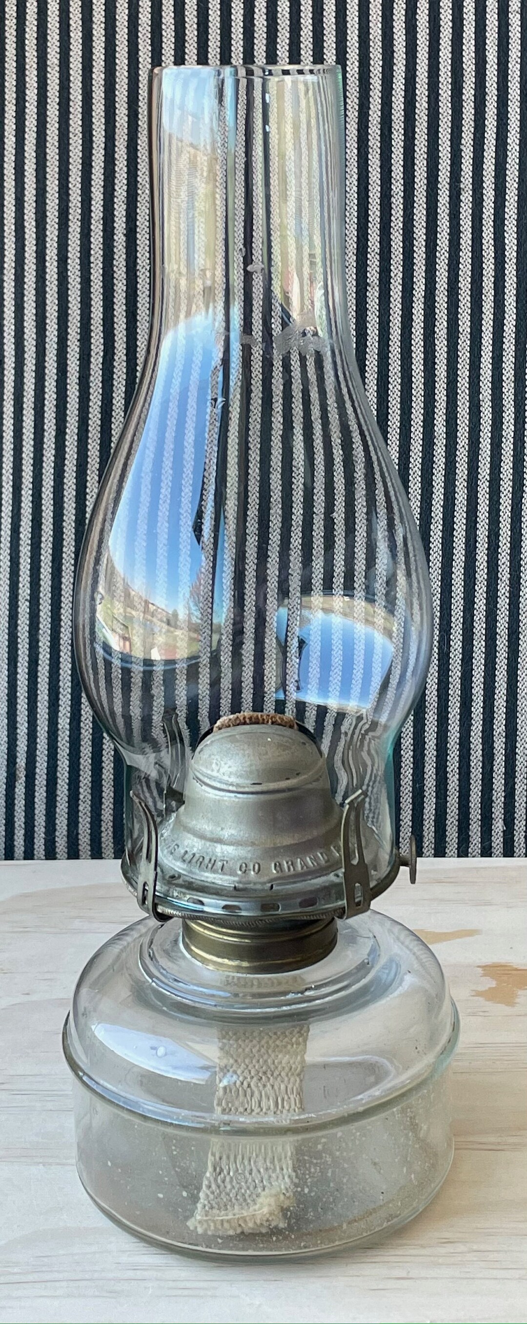 Antique Large Clear Glass Oil Lamp - Etsy