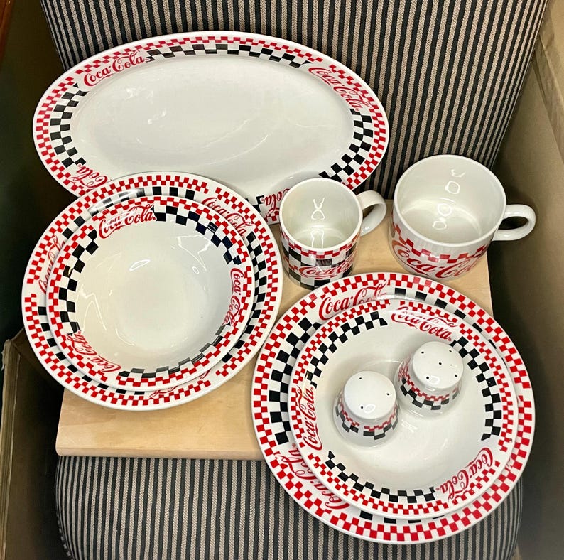 Vintage Coca Cola Checkered Diner Dishes: Gibson 1996 - Etsy
