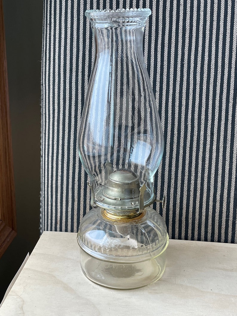 Antique Large Clear Glass Oil Lamps - Etsy