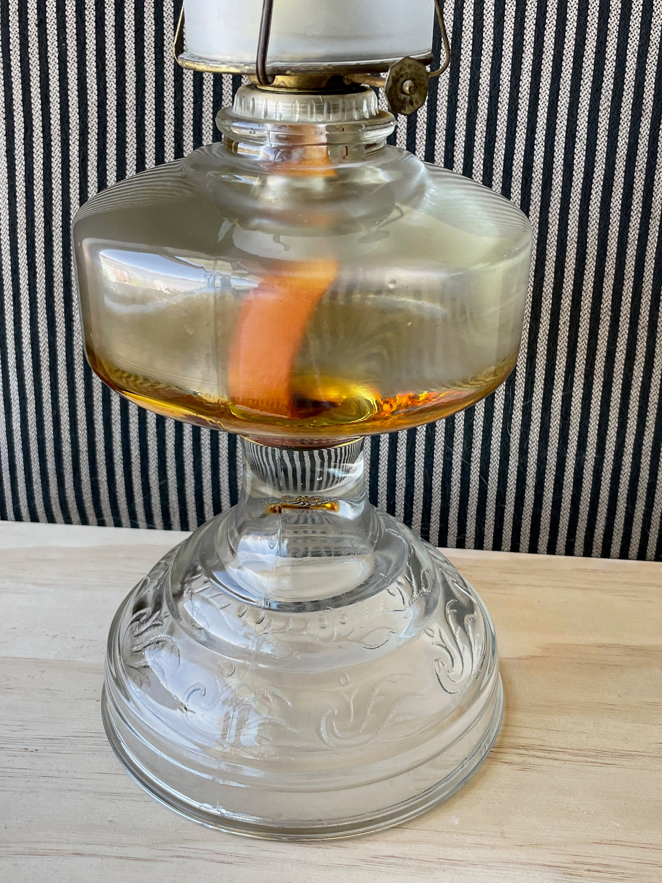 Antique Extra Large Clear Glass Oil Lamp - Etsy