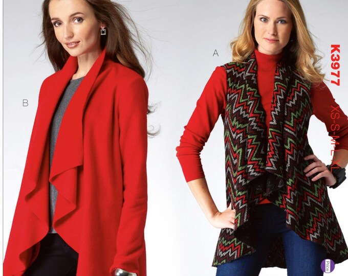 Sewing Pattern for Misses' Drape-front Vest and Jacket, Kwik Sew ...