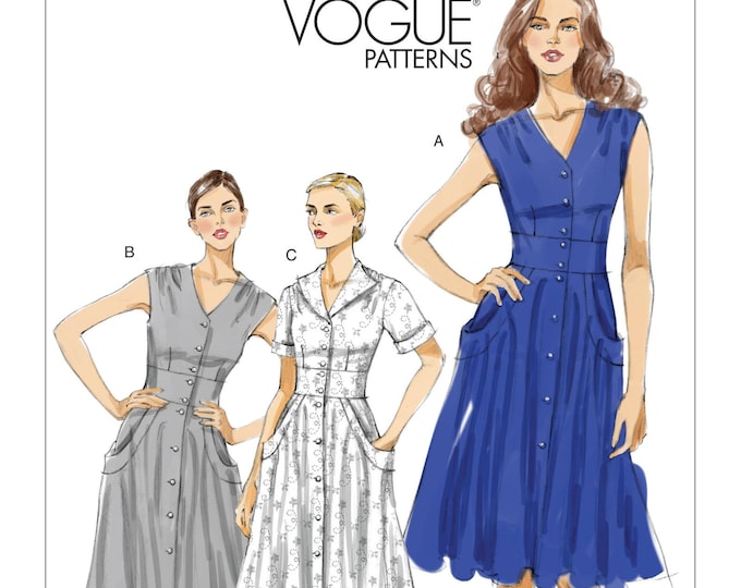 Sewing Pattern for Womens Flared Shirt Dress, Vogue Pattern V8577 ...